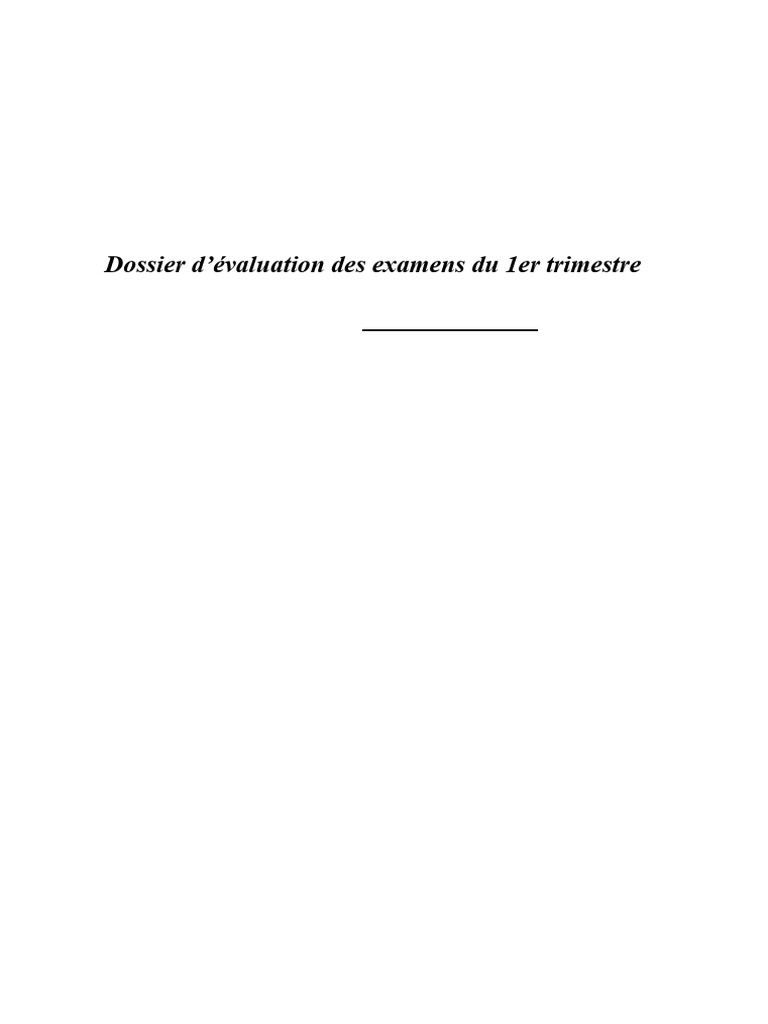 Dosssier D'evaluation | PDF