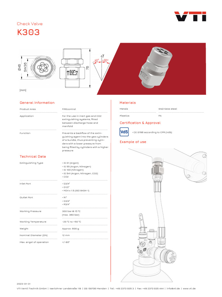 Data-Sheet - K303 Check Valve 2023-01-31 | PDF