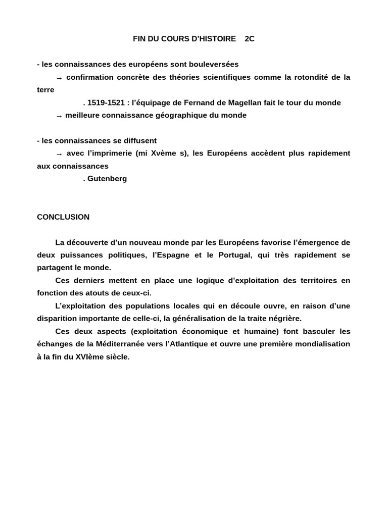 Fin Cours Histoire 2c | PDF