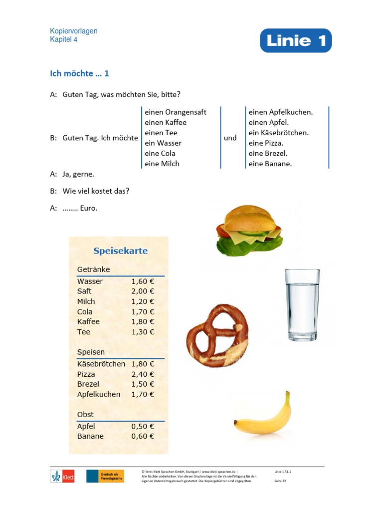 Essen Und Trinken - Sprechen - Dialog Spielen | PDF