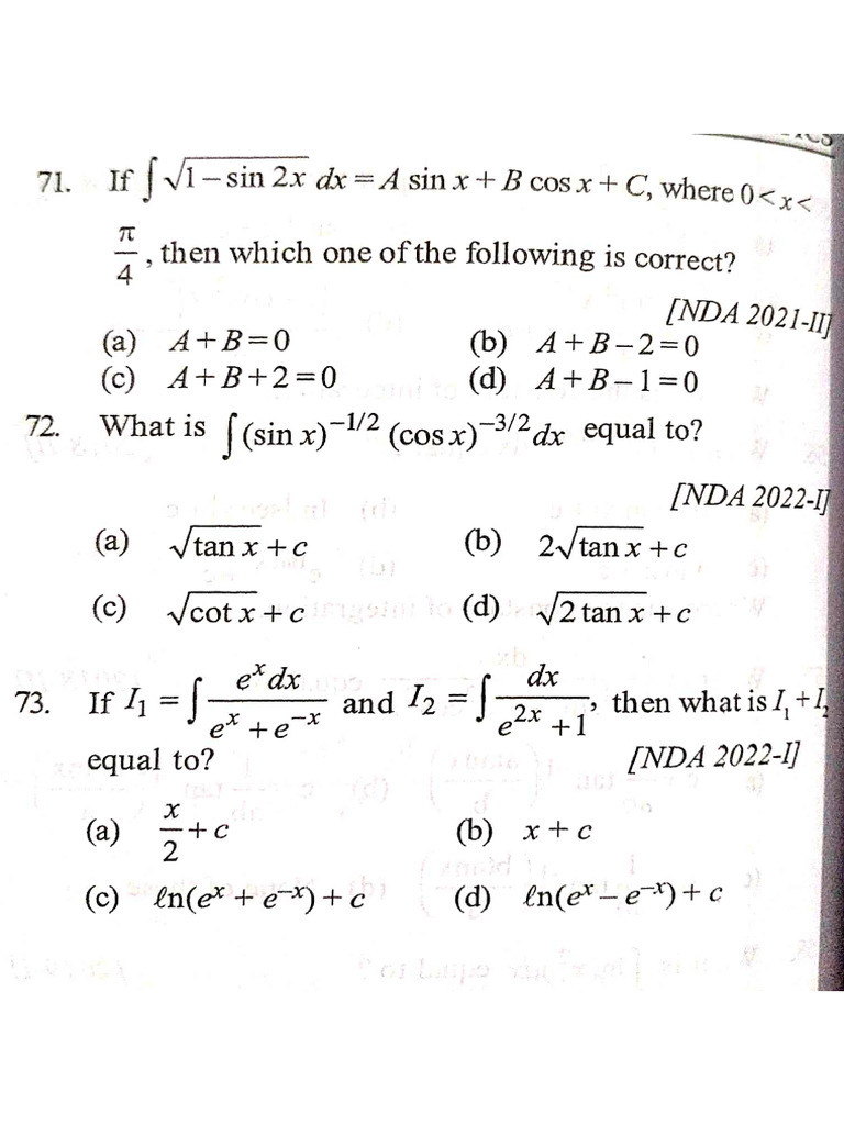 Indefinite Integrals Worksheet Pdf