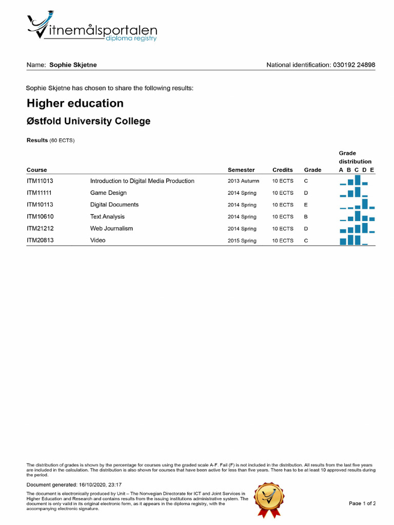 University Transcript Diploma | PDF