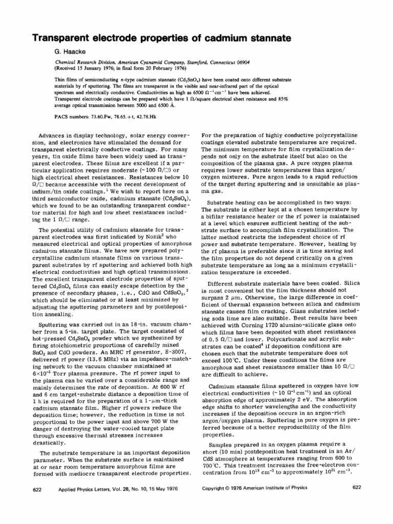 (G. Haacke, Appl. Phys. Lett. 28, 622 (1976) .) | PDF