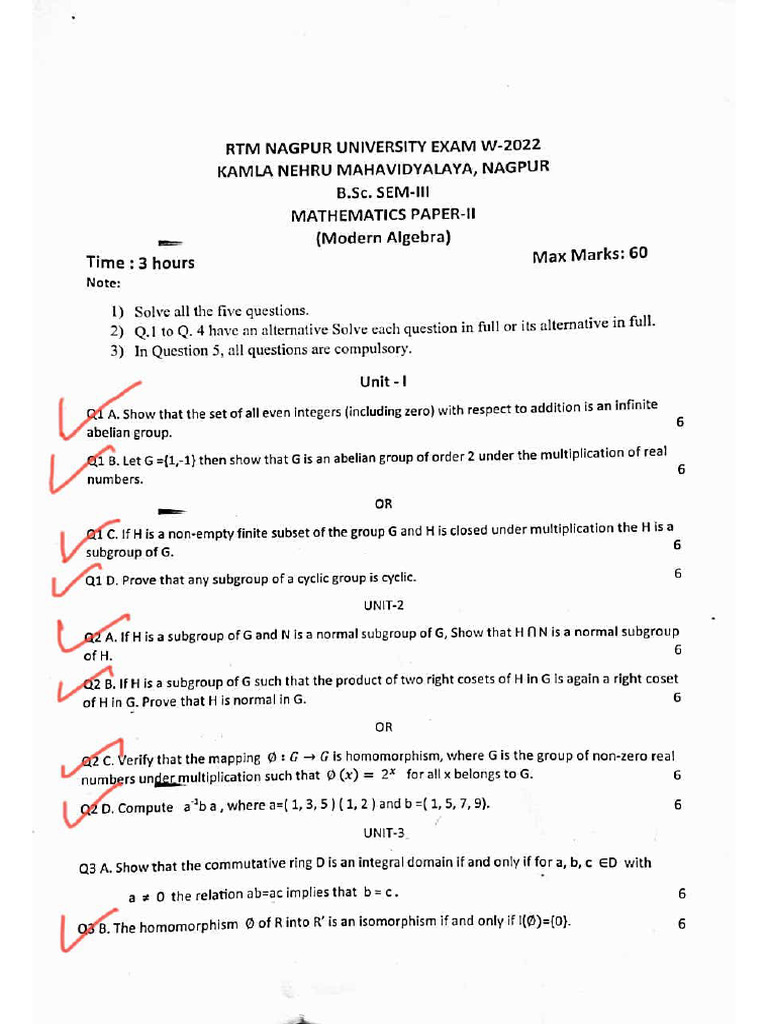 Sem 3 Group Theory Paper | PDF