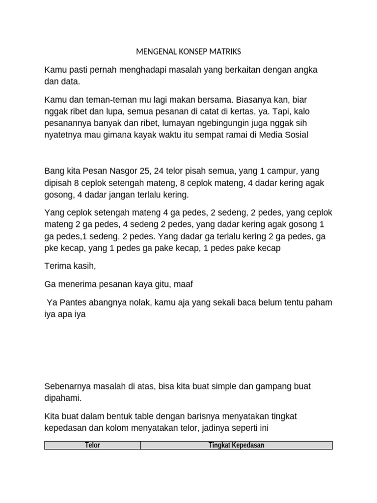 Mengenal Konsep Matriks | PDF