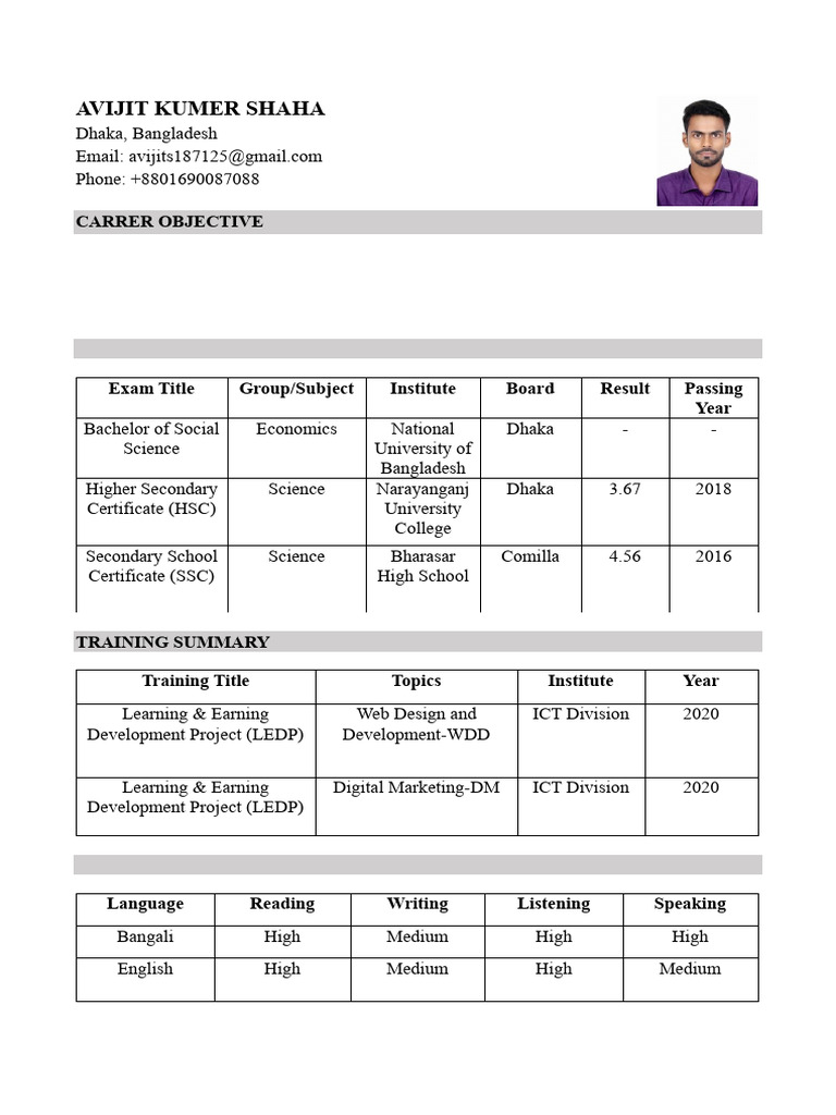 CV Avijit | PDF CV Avijit | PDF