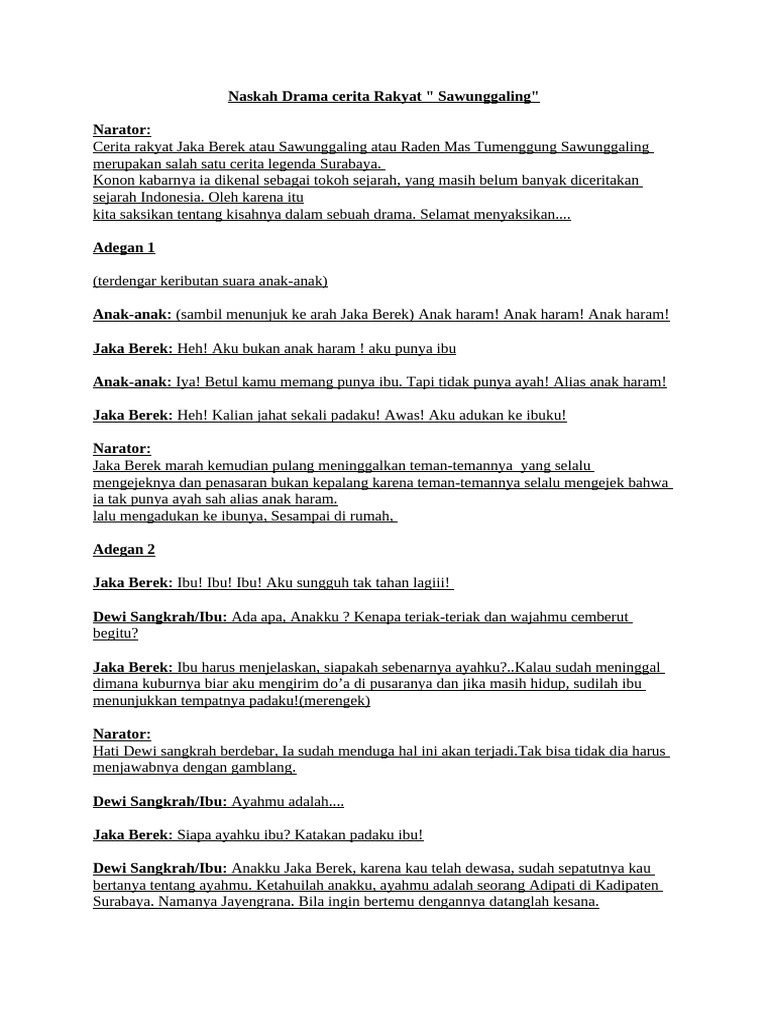 Naskah Drama Cerita Rakyat | PDF