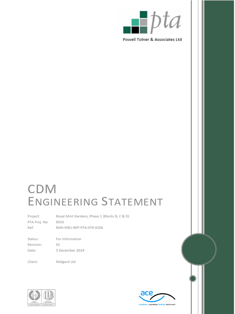 Rms Mb1 Rep Pta STR 9206 - Pta CDM Engineering Statement - Rev01 | PDF