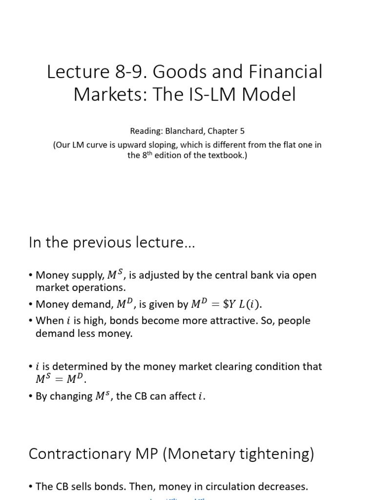 Lecture 8 - 9 - IS - LM - Instructor | PDF