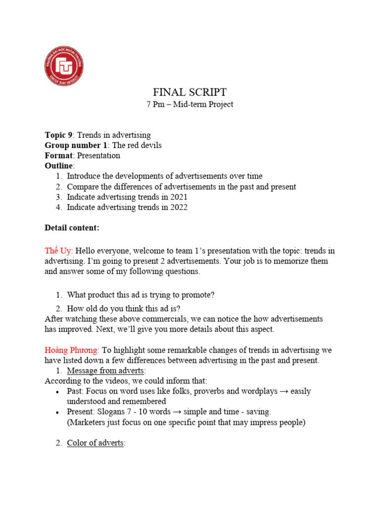 FINAL SCRIPT-Nhóm 1 | PDF