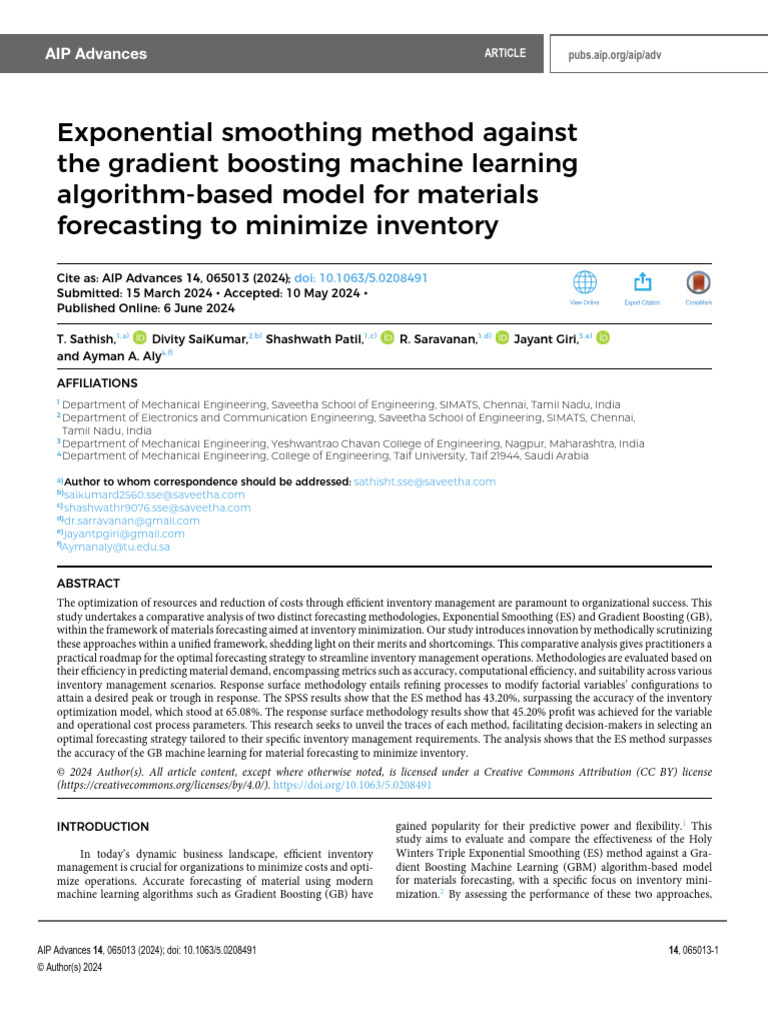 Exponential Smoothing Method Against The Gradient | PDF
