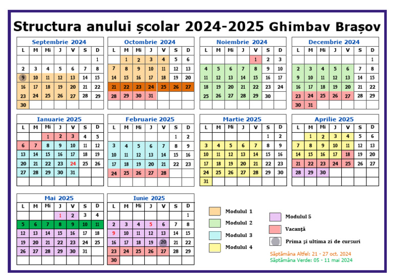 Structura Anului Scolar 2023 2024 Brasov | PDF