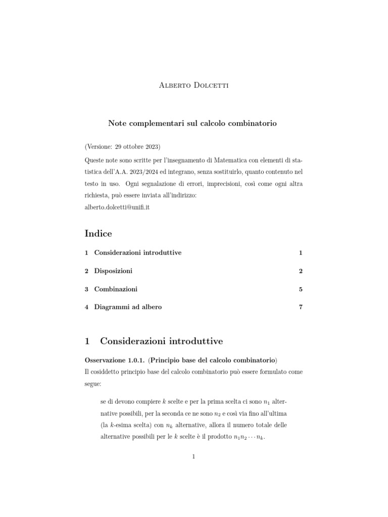 Calcolo Combinatorio | PDF