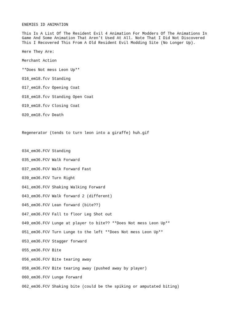 Enemies Animation Id | PDF