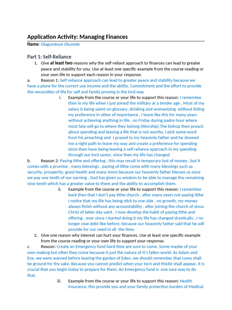 pc101 Applicationactivity Managingfinances Template | PDF | Budget | Career & Growth