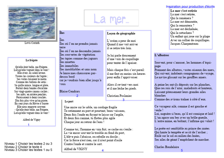 Poèmes Thèmes La Mer | PDF