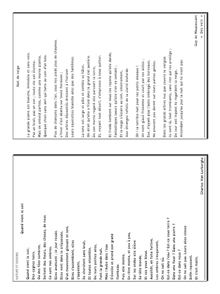 Poèmes Thème Nature Et Saisons | PDF
