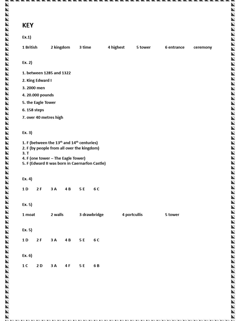 Castles Reading WS Keys | PDF