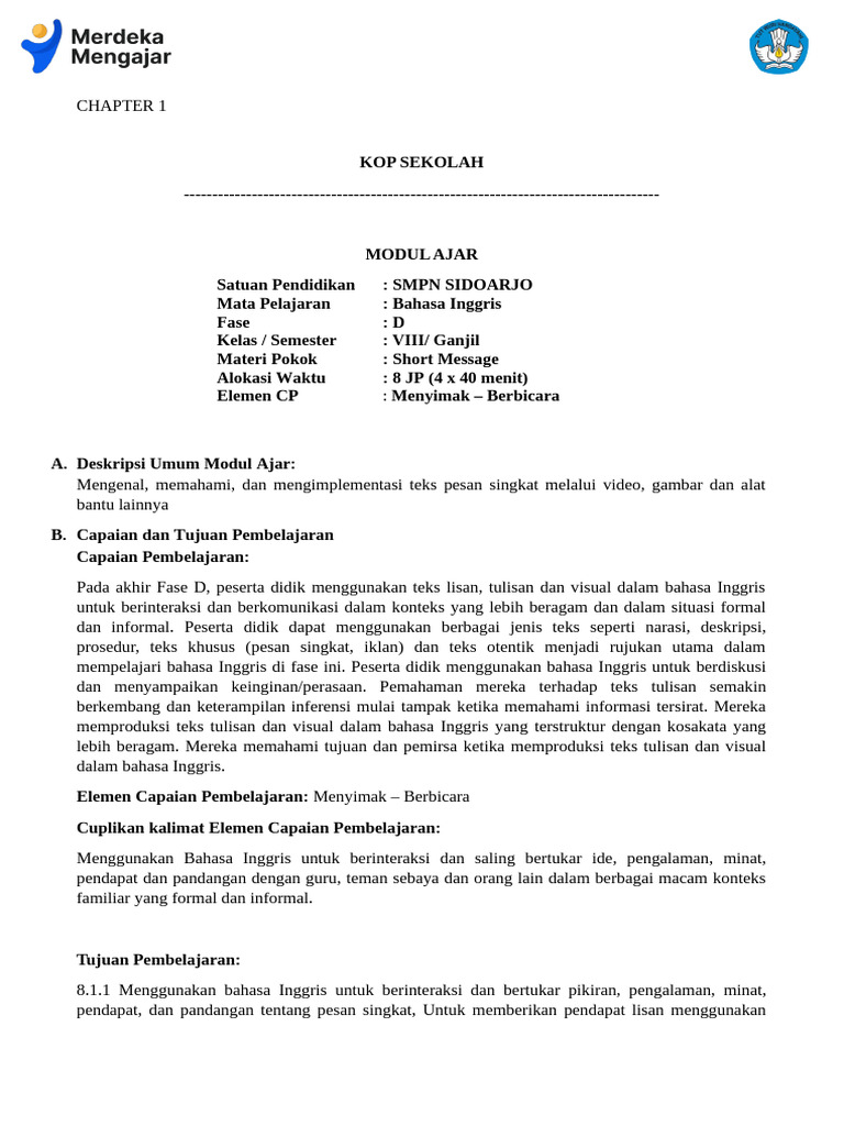 Wonderful Insight English For SMP - Mts Grade 8-Ma (Modul Ajar) - Modul ...