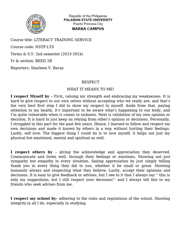 Copy NSTP REFLECTION PAPER SHARLEEN | PDF