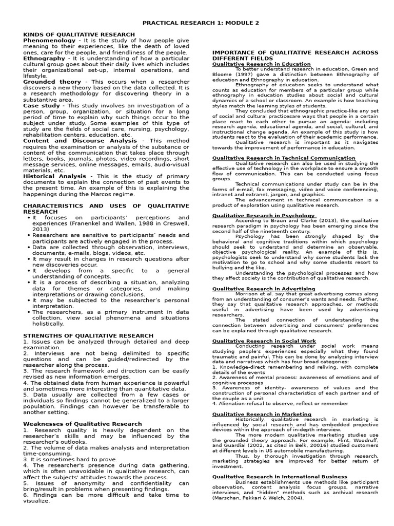 Practical Research I - Module 2 Handout | PDF