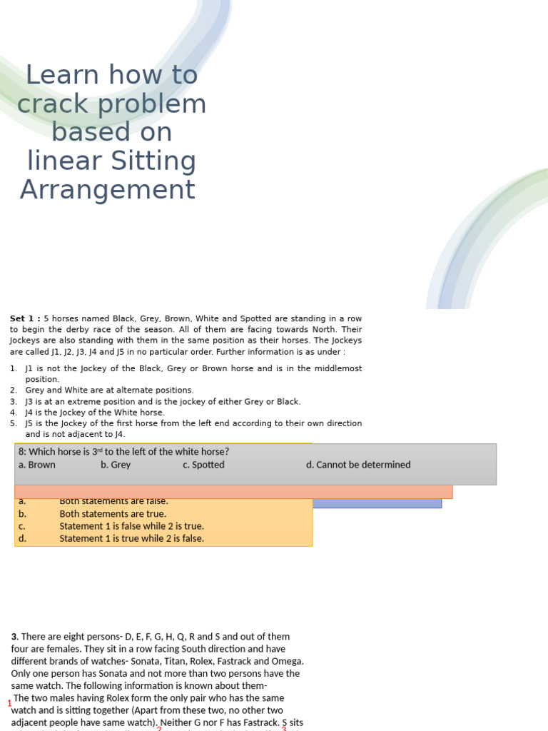 Linear Seating Arrangement 1 | PDF