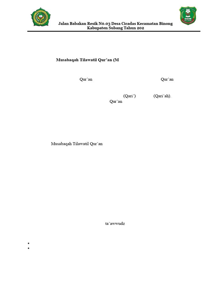 Kriteria Lomba MTQ | PDF