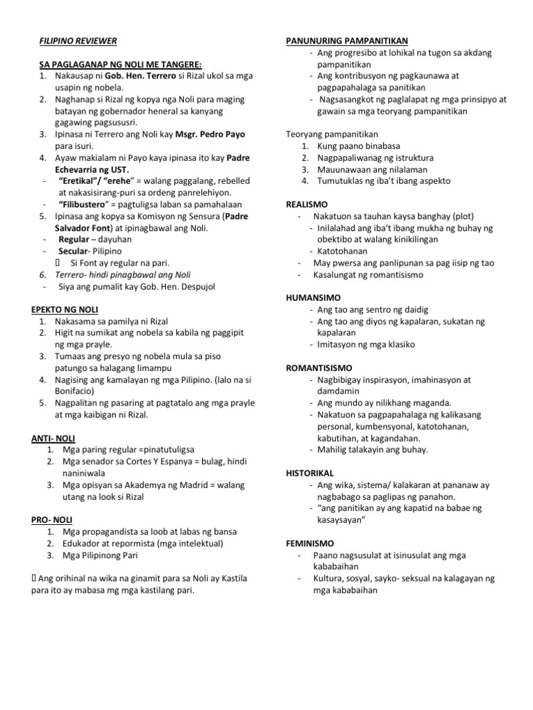 Filipino Reviewer | PDF