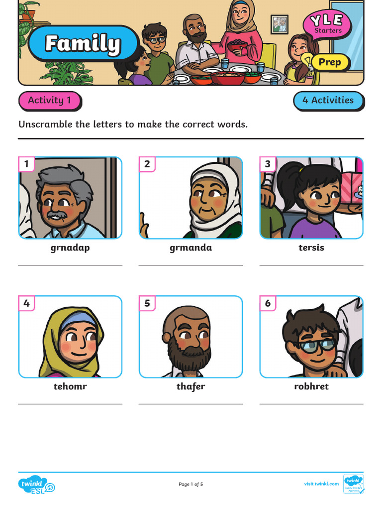 YLE Starters Exam Prep Lesson Family | PDF