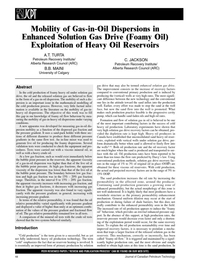 Maini Et Al.-Mobility of Gas-in-Oil Dispersions in Enhanced Solution ...