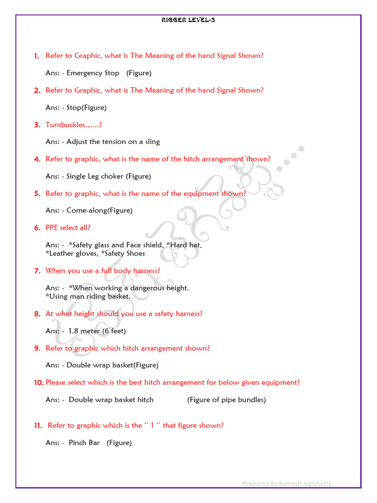 Rigger Level 3 Exam Preparation Notes | PDF | Crane (Machine ...