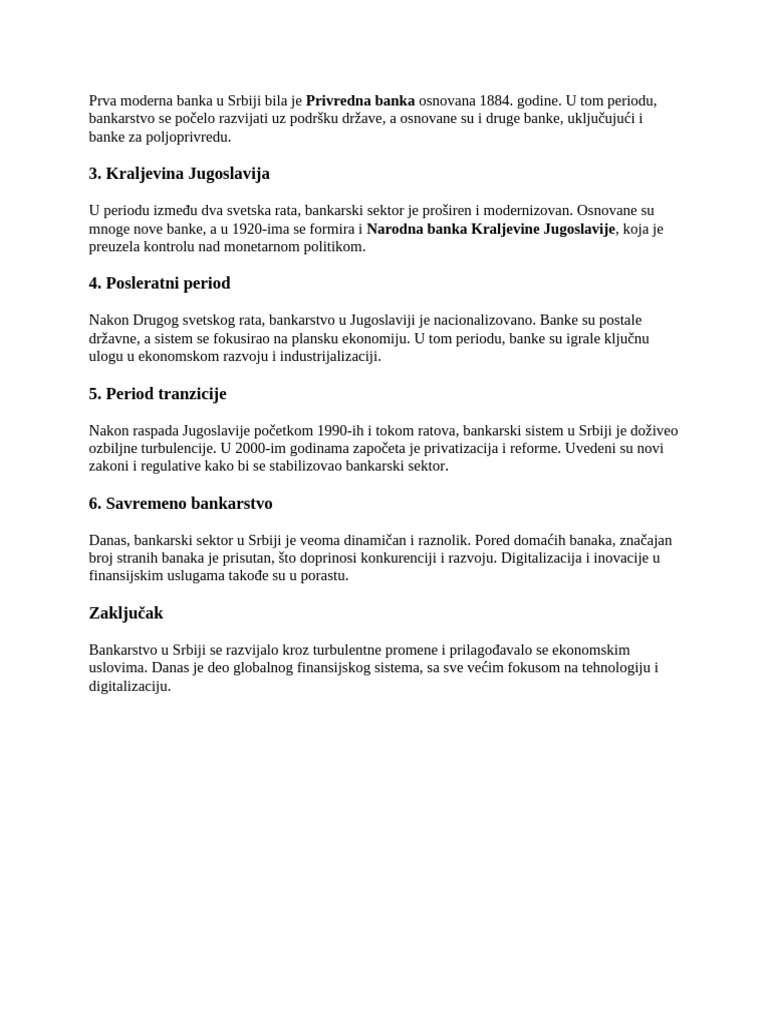 Istorija Bankarstva Srbije | PDF