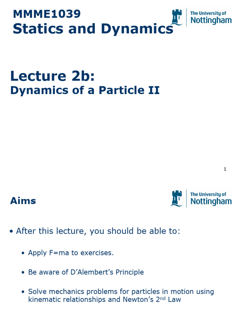 Dynamics Lecture 2b Dynamics of A Particle II | PDF