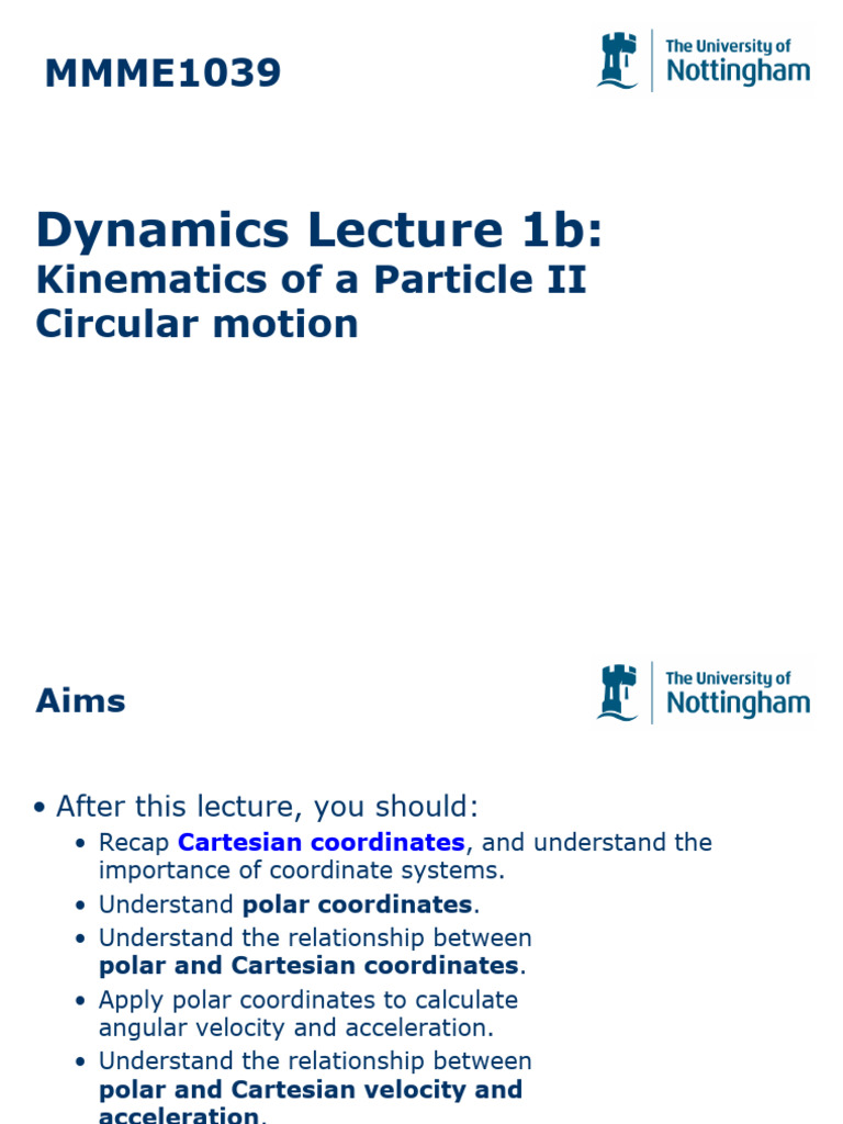 Dynamics Lecture 1b - Kinematics of A Particle II | PDF
