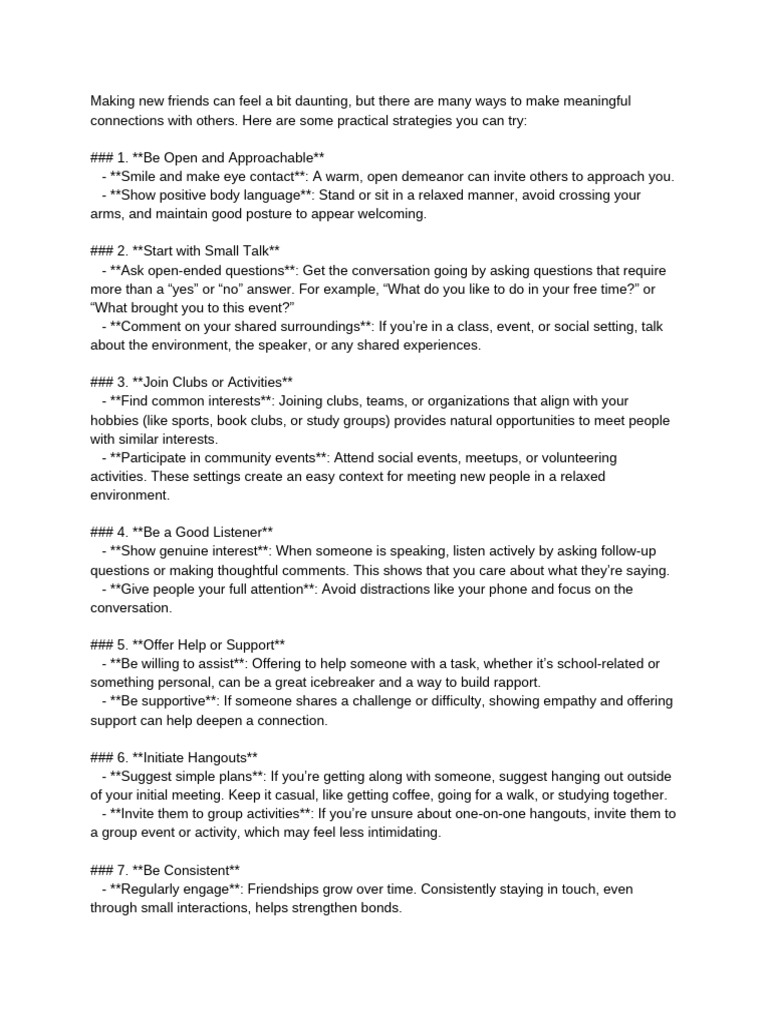 Some Ways To Make A New Friend | PDF