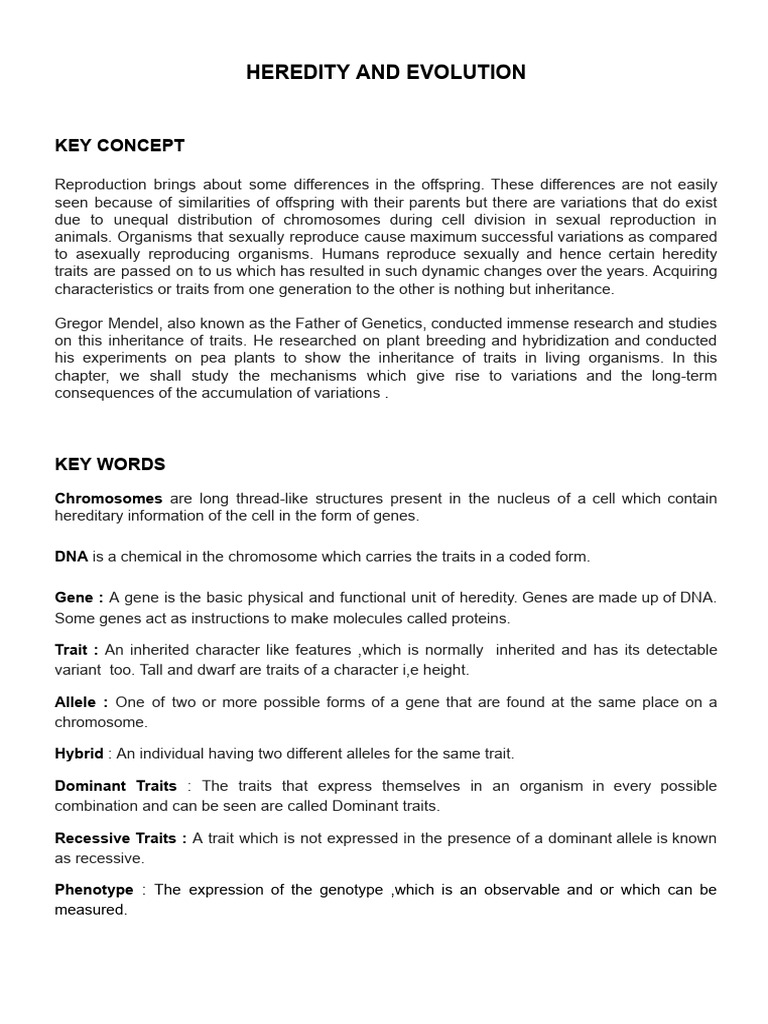 Heredity and Evolution Mechanisms | PDF | Dominance (Genetics) | Language Arts & Discipline