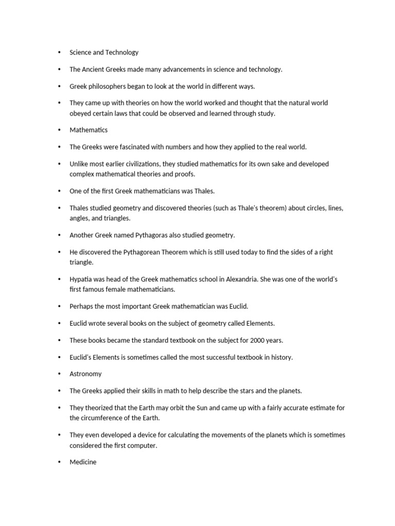 Greek Civilization-Science and Technology | PDF | Mathematics | Euclid