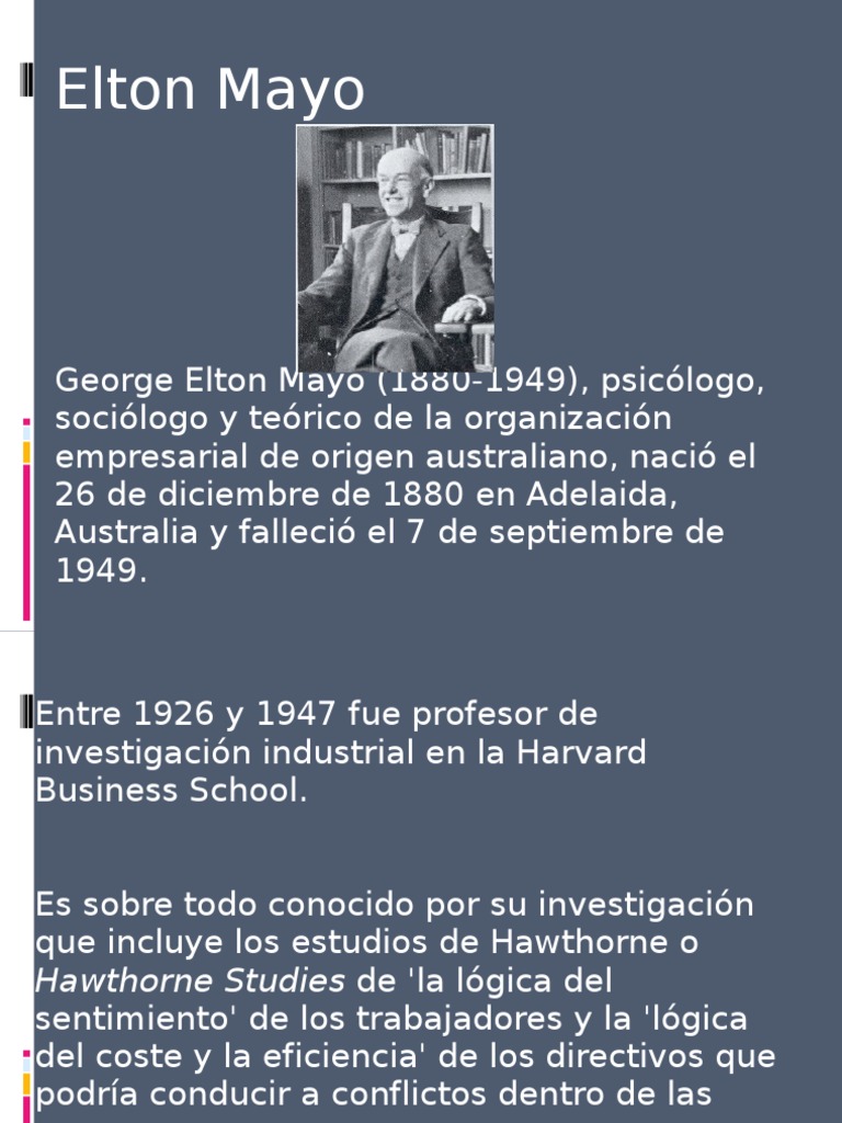 Elton Mayo | Sicología y ciencia cognitiva | Conceptos psicologicos