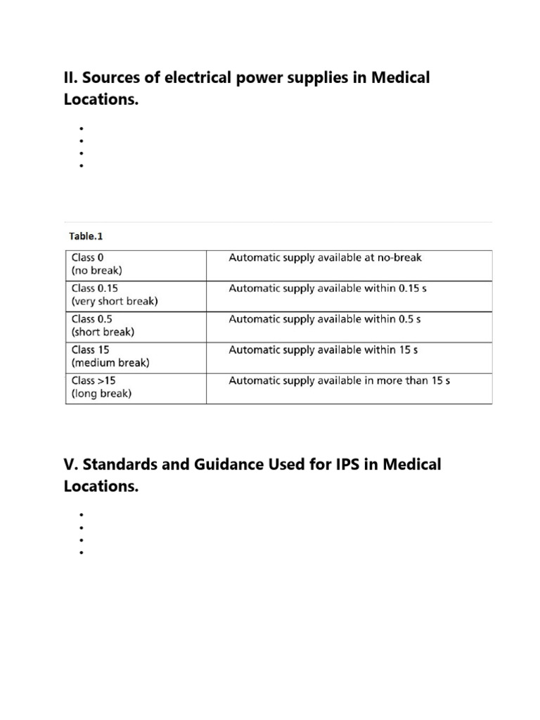 II. Sources of Electrical Power Supplies in Medical Locations | PDF
