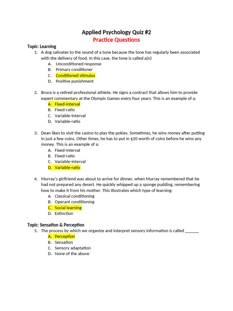 Quiz 2 Practice Questions | PDF
