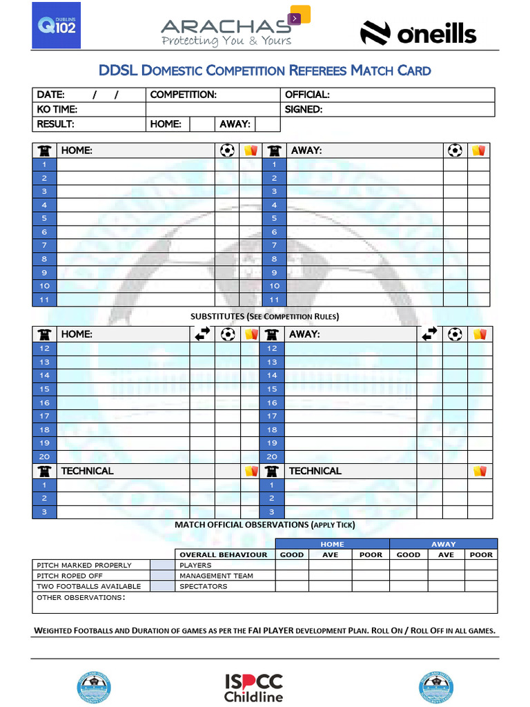 DDSL Match Card 2024 2025 | PDF