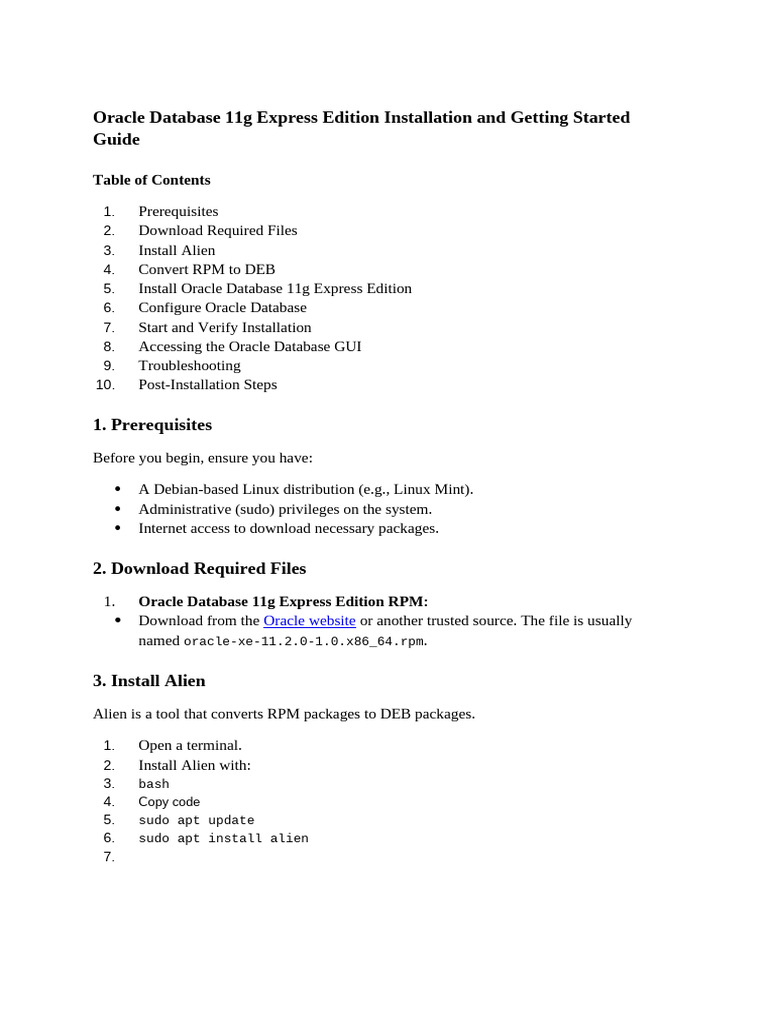 Oracle Database 11g Express Edition Installation Manual For Linux Pdf 7700