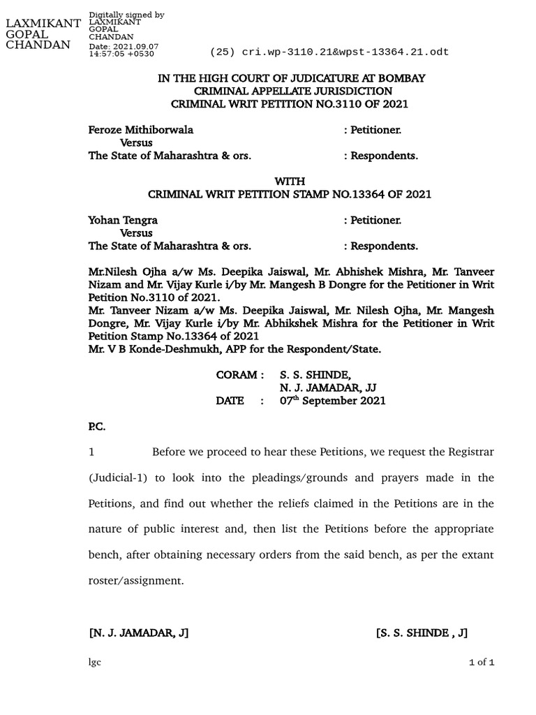 Criminal Writ Petition Bombay High Court | PDF