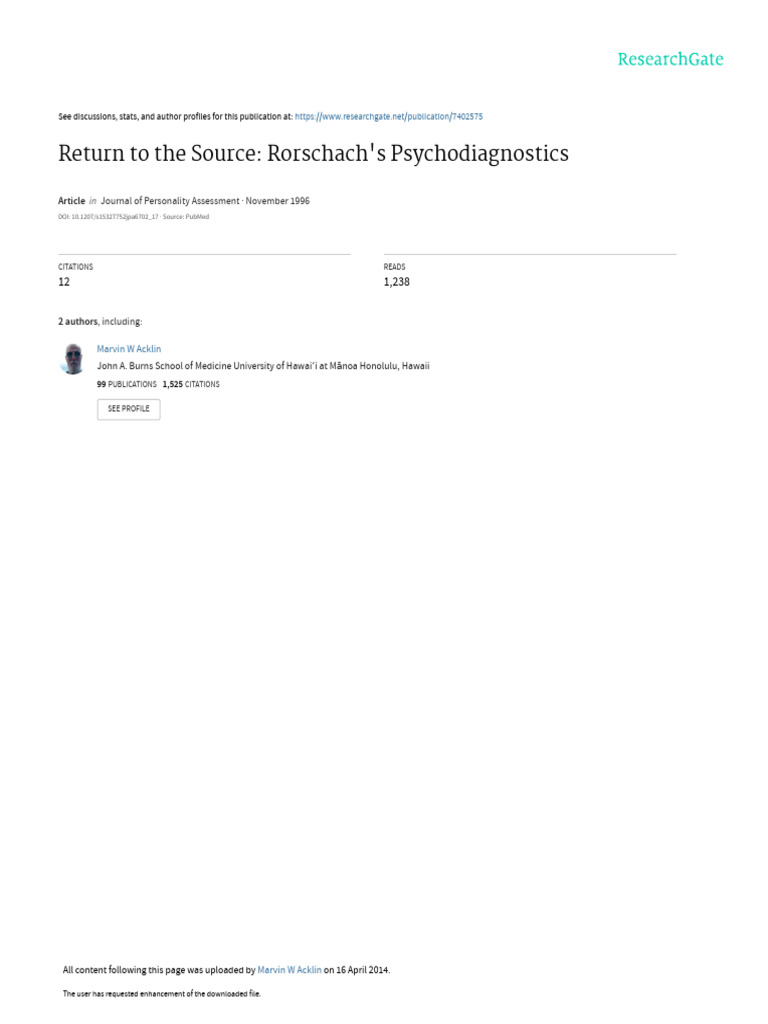 Acklin Oli Ber Rors Psy | PDF