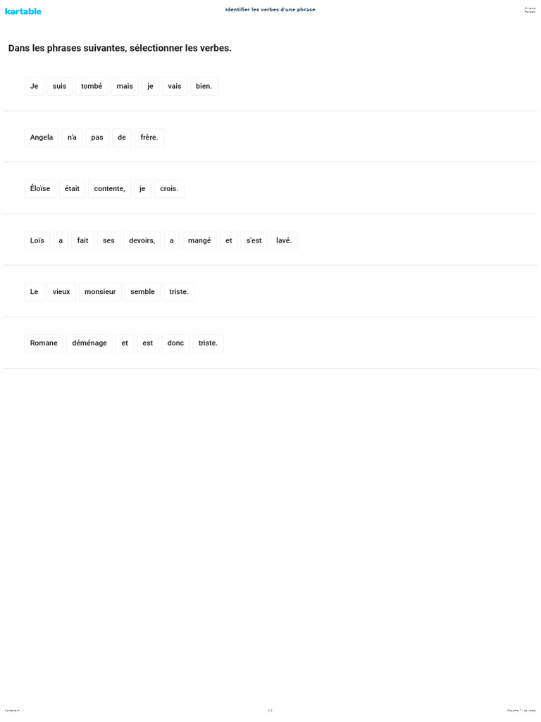 Identifier Les Verbes Dune Phrase | PDF