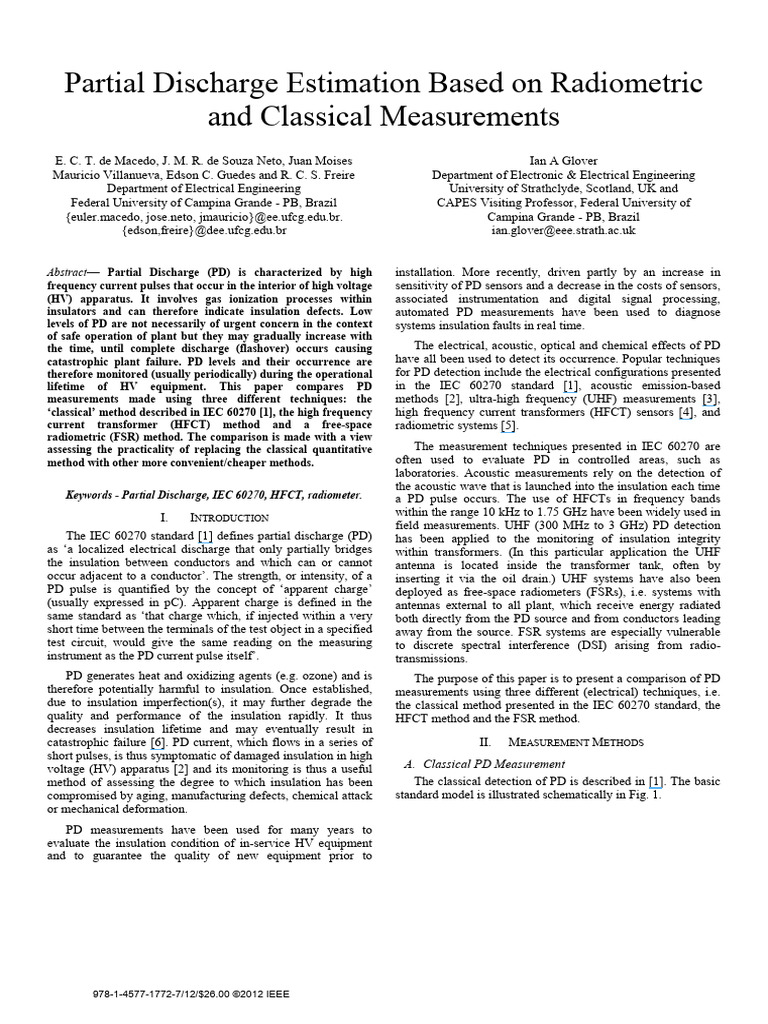 Partial Discharge Estimation Based On Ra | PDF
