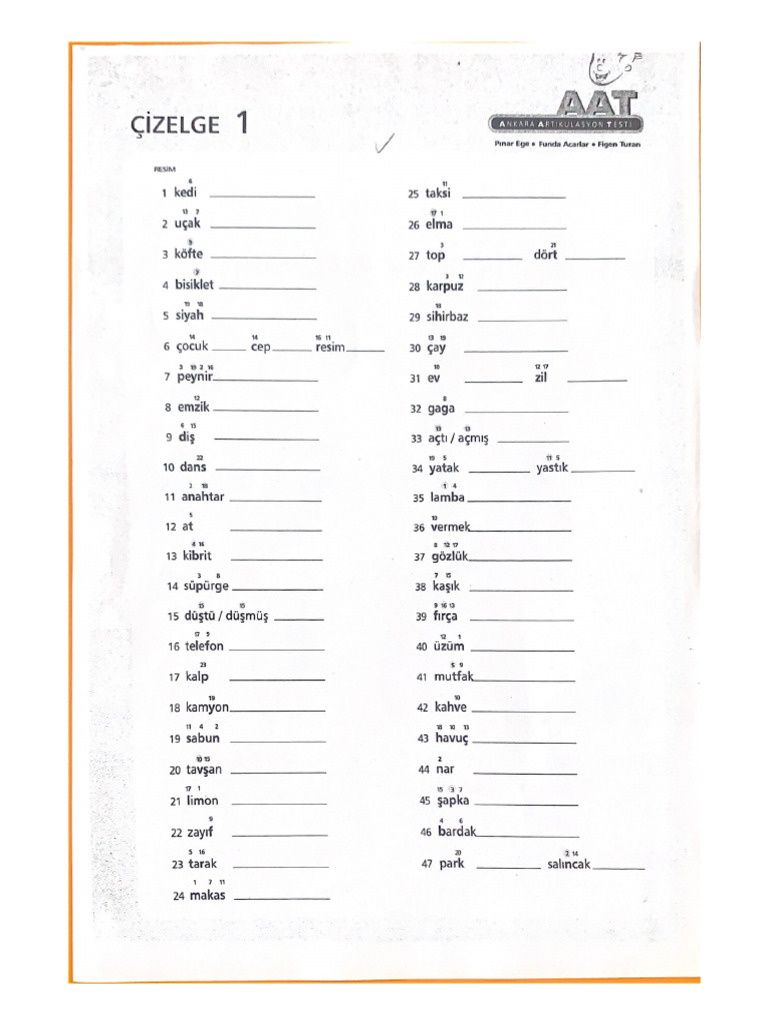 Aat Çizelge 1 | PDF