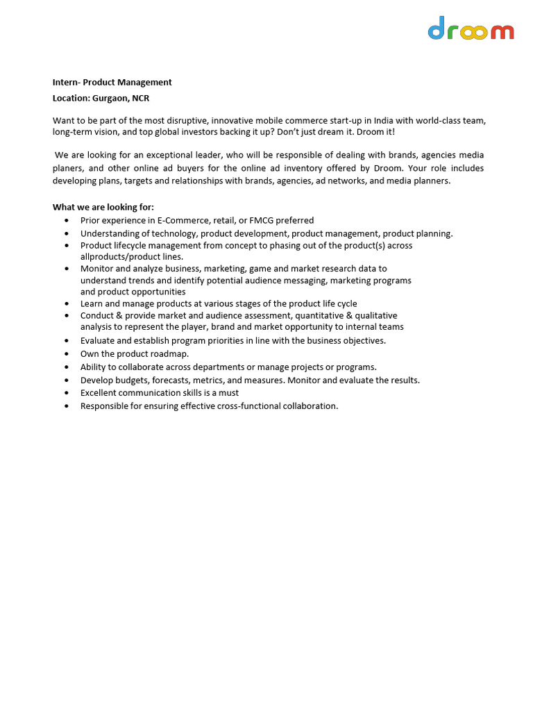 Internship in Product Management at Droom | PDF | Life Cycle Assessment ...