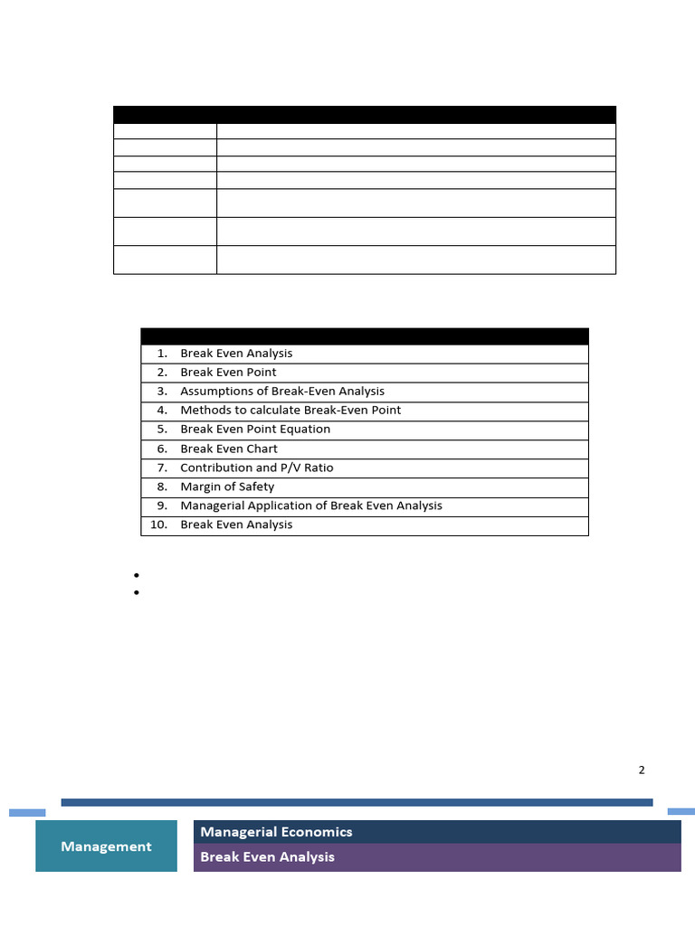 Break Even Analysis | PDF