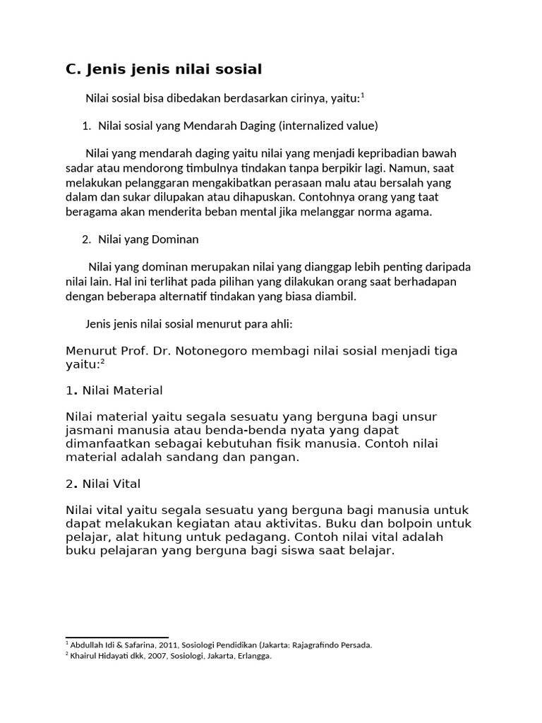 Jenis Jenis Nilai Sosial | PDF